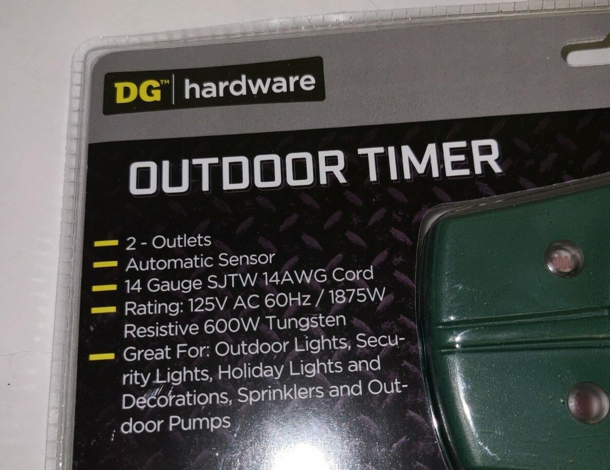 2xs DG Hardware Outdoor Timer 2 Outlets Automatic dusk Sensor and ...