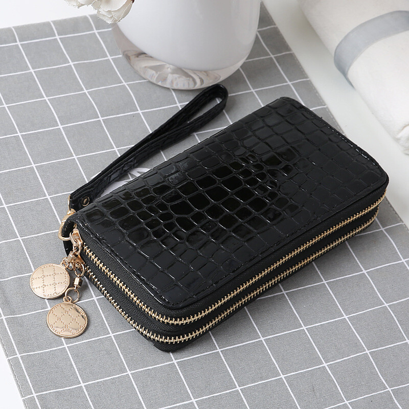 9 Colors Double Zipper Design Women Leather Wallet Big Capacity Purse ...