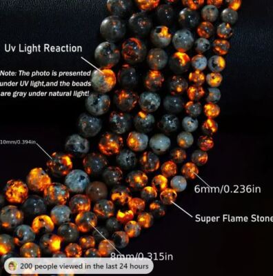 30" 4-10mm Natural Yooperlite Glow Energy Stone UV Light Reactive ...