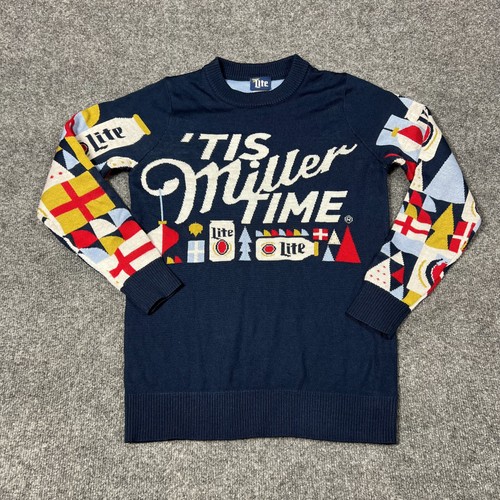 Miller Lite Sweater Mens Small Tis Miller Time Holiday Ugly Beer ...
