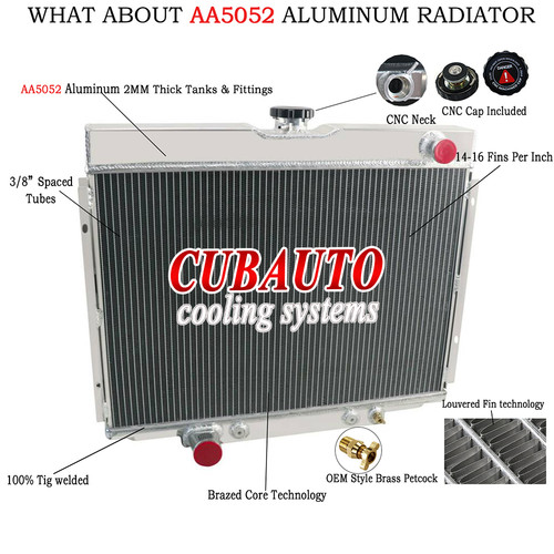 4-Row Core Aluminum Radiator For 1967-1970 Ford Mustang,Fairlane V8 ...