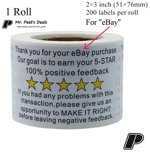 EBAY Thank You for Your Purchase 2" x 3" Shipping Labels Stickers 1 ...