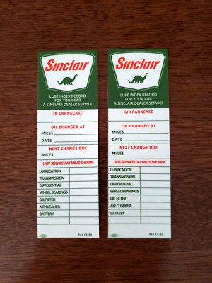 Pair of Sinclair Oil Change Label Sticker Replica Door Collectible Rod ...