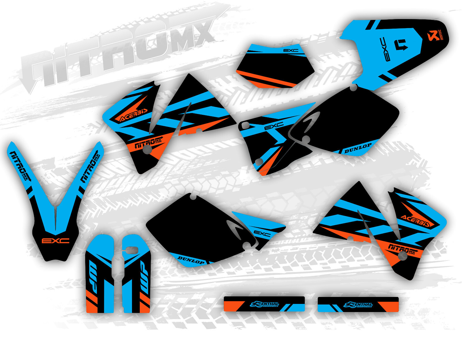 NitroMX Graphic Kit for KTM EXC EXC-F 1998 1999 2000 2001 2002 Enduro ...