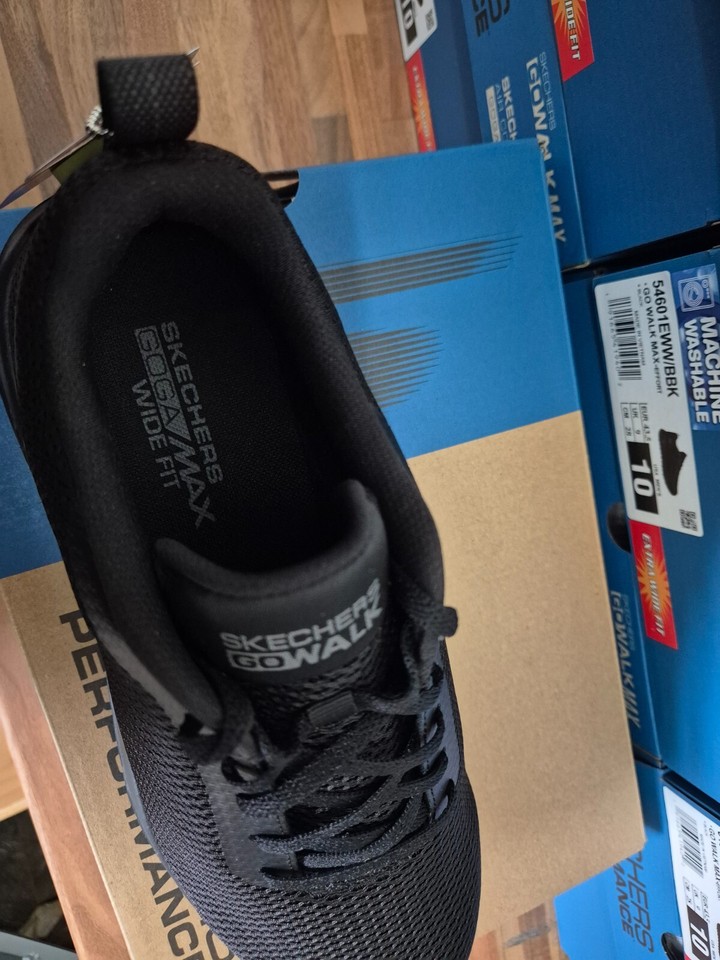 SKECHERS MENS SHOES BLACK LACE WALK MEMORY FOAM SKETCHER TRAINER SIZE 9 ...