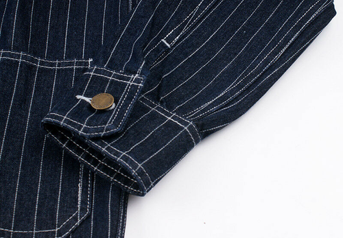 Railroad Denim Jacket Vintage Striped Men's Work Jean Chore Casual ...
