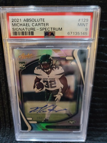 2021 Absolute Michael Carter Signature Spectrum #129 Psa 9 Jets RC /199 ...