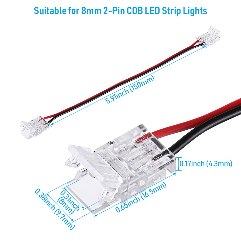 10-Pack 2 Pin 8mm LED Strip Light Connectors UL Listed | eBay