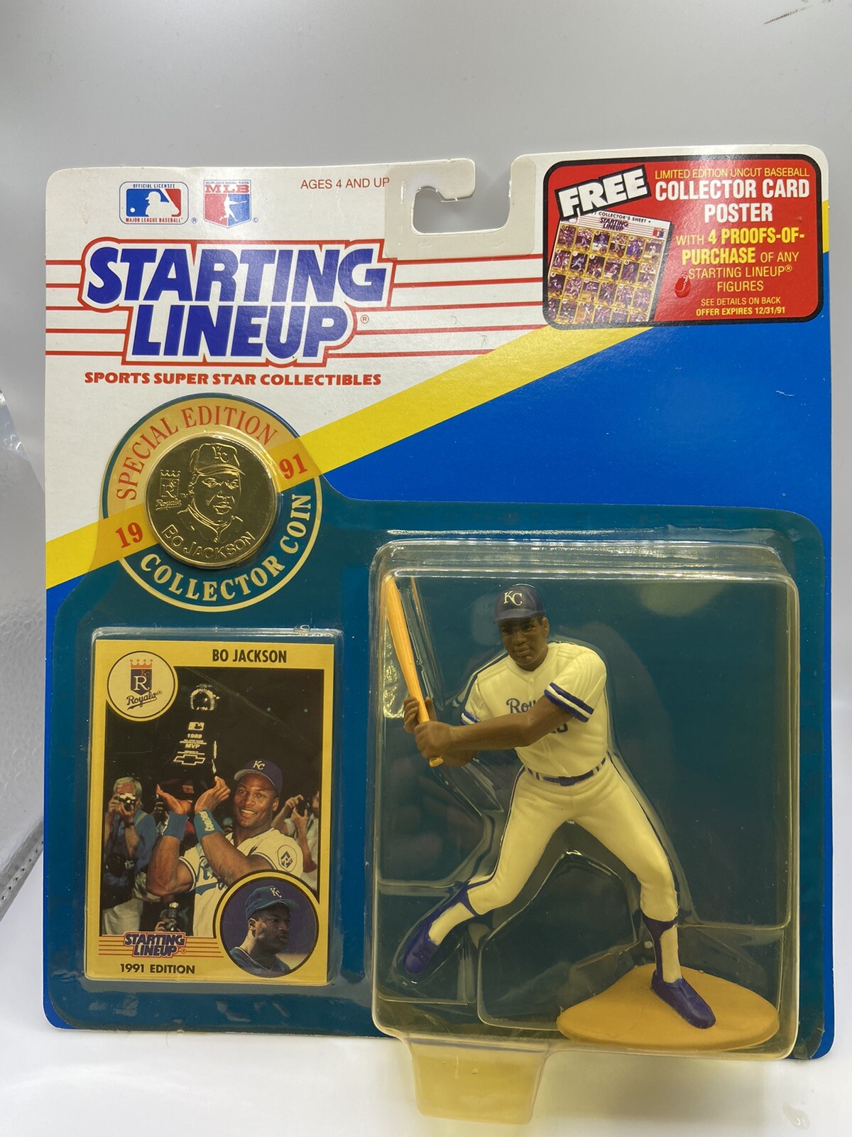 1991 BO JACKSON Kansas City Royals Starting Lineup SLU Baseball Figure ...