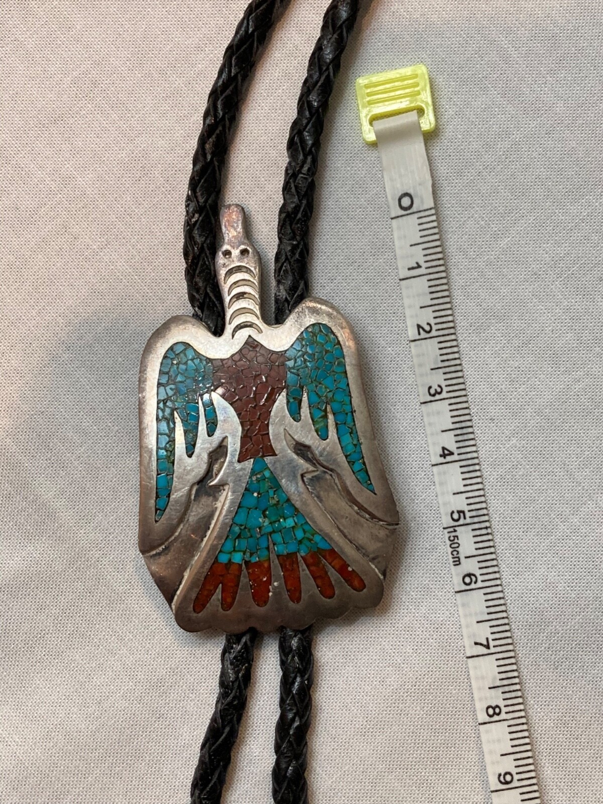 Native American Eagle Bolo Tie w/Turquoise Coral Ston… - Gem