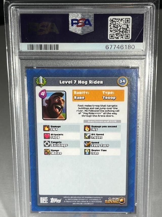 2018 Topps Clash Royale Rare Card HOG RIDER PSA 8 low population free ...