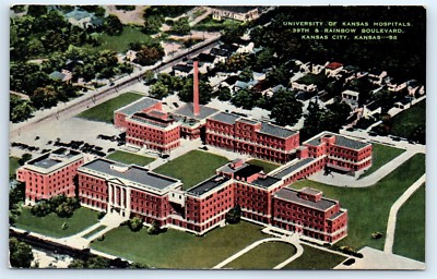 Postcard KS Kansas City University Of Kansas Hospitals Vtg Aerial View ...