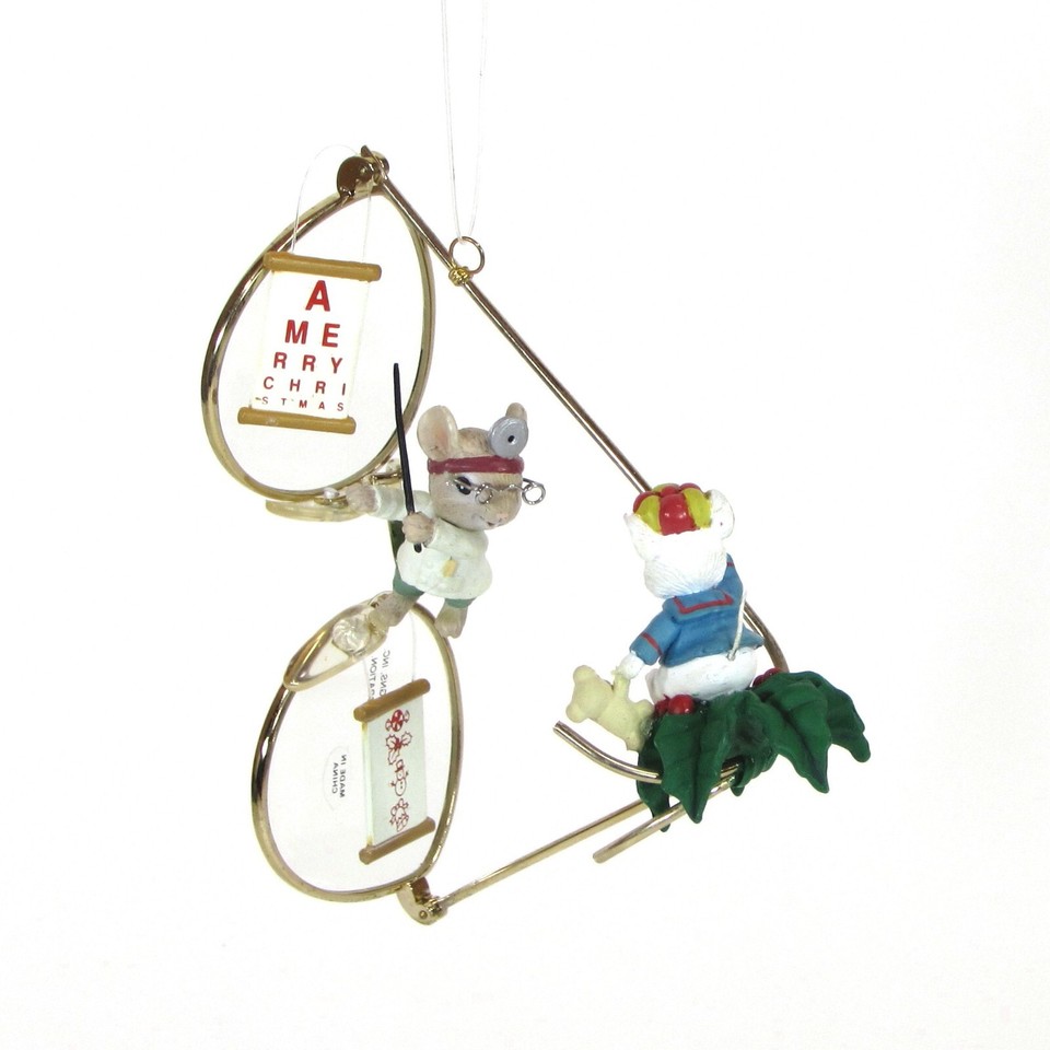 Enesco FOCUSING ON CHRISTMAS 4.75" Ornament Mouse Eye Exam Glasses ...