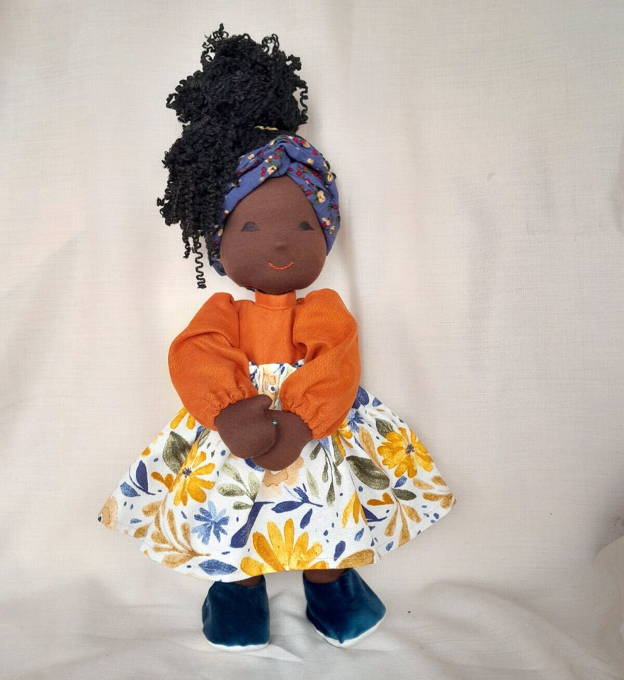 Black waldorf doll, African American doll, Brown Skin Baby, Rag doll ...