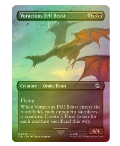 SCENIC BORDERLESS FOIL - Voracious Fell Beast MTG - LOTR Lord of the ...