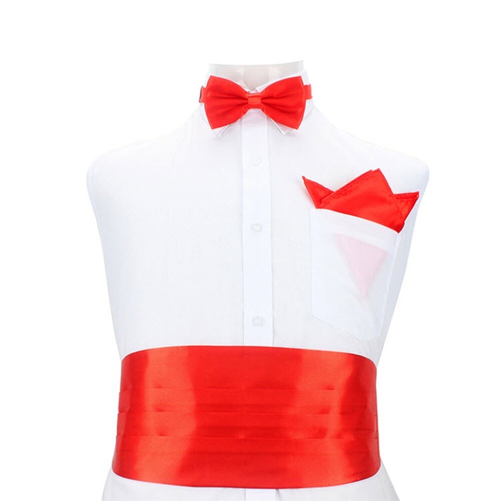 Kummerbund 3er Set Schärpe + Fliege und Einstecktuch Frack Bauchbinde 7 ...