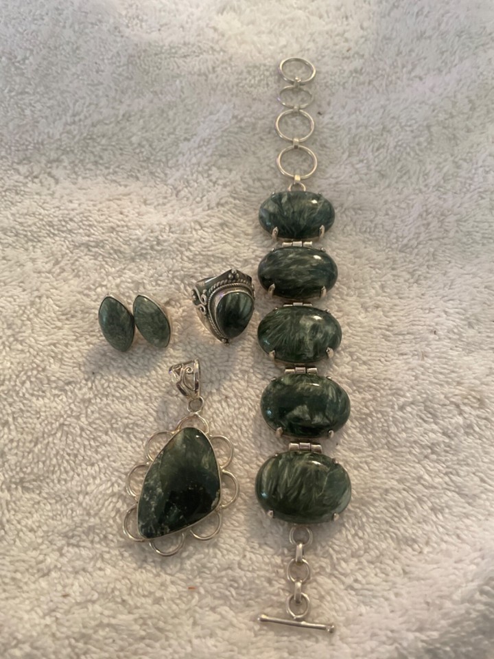 Vtg Lot Southwest Silver TURQUOISE SPACE WIND GEM PENDANT Ring BRACELET ...