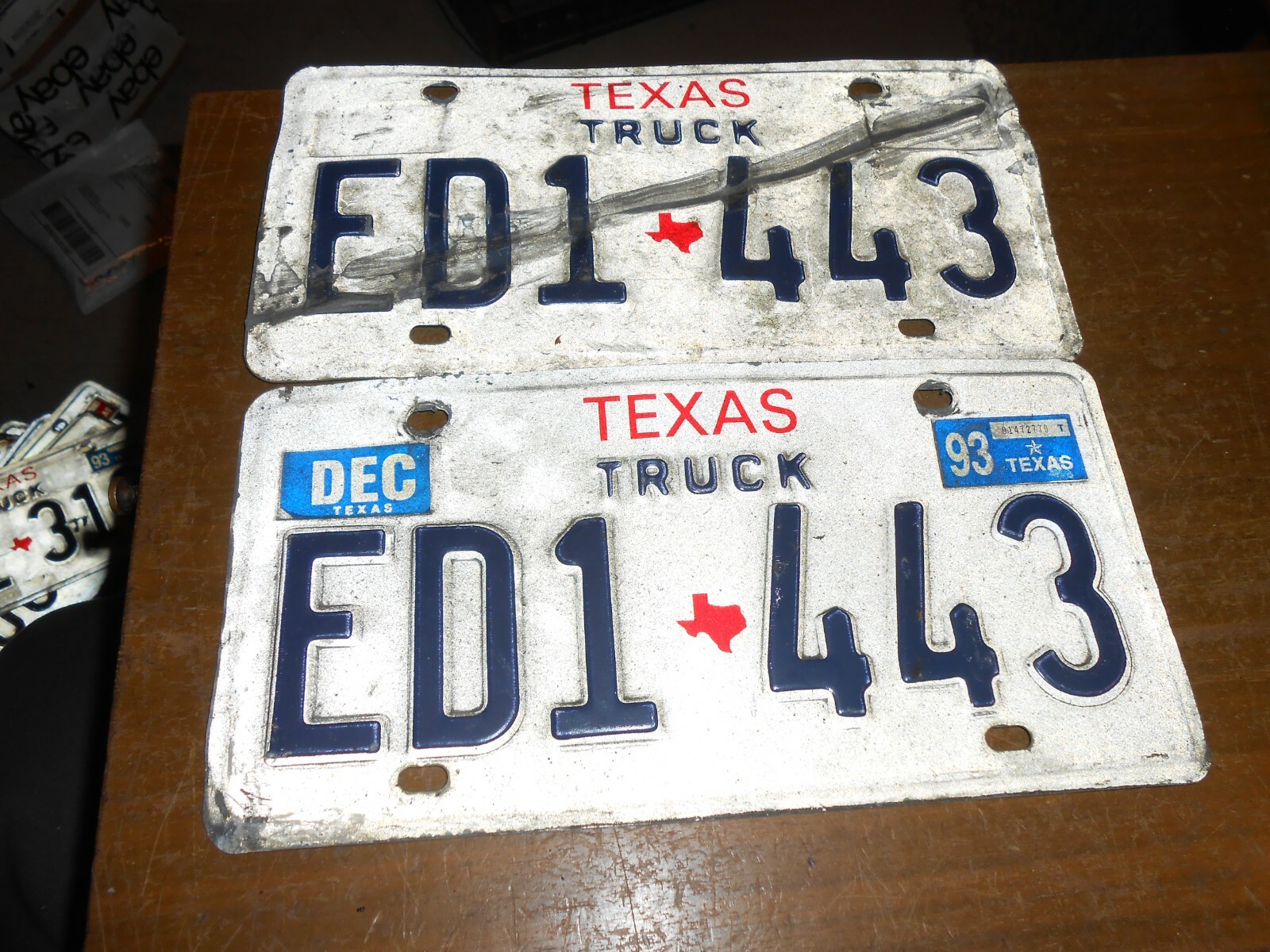 Vintage 1990s Embossed TEXAS TRUCK License Plate Pair ED1-443 | eBay
