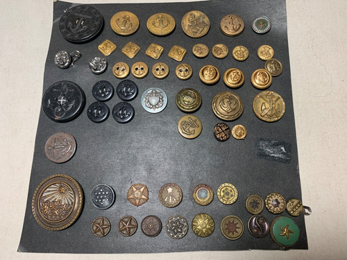 54 Antique Vintage Buttons Military Navy Anchors Stars Metal Not All ...