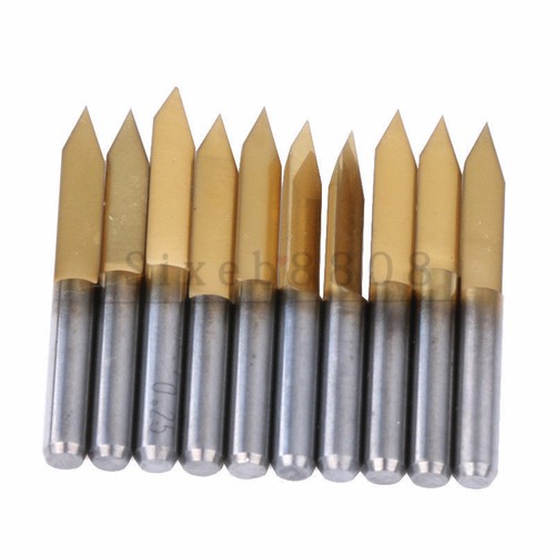 10x Titanium Coated Carbide PCB Engraving CNC Bit Router Tool 45 Degree ...