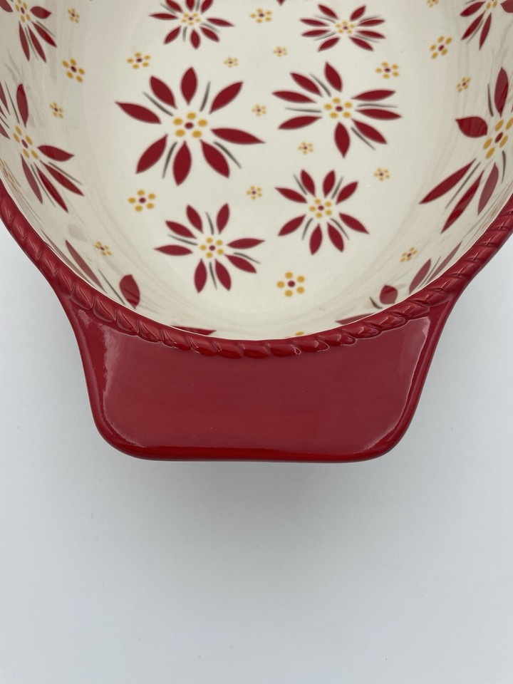 Temp-tations Old World 3qt Shallow Casserole Bakeware/Cookware - Floral ...