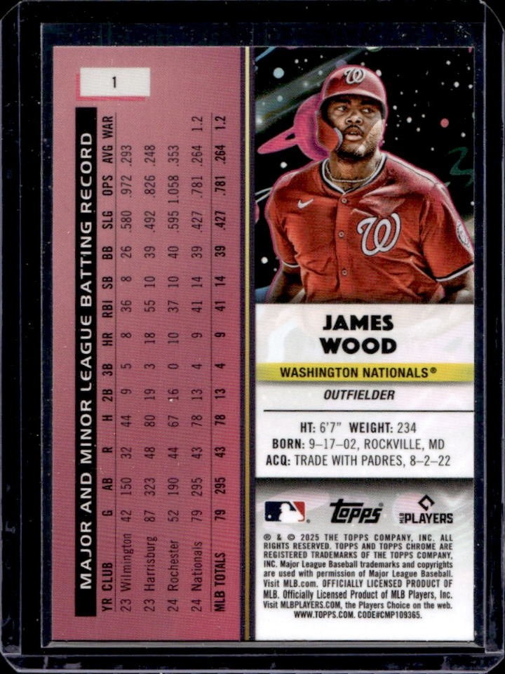 2025 Topps Cosmic Chrome James Wood RC Blue Moon Refractor #38/99 ...
