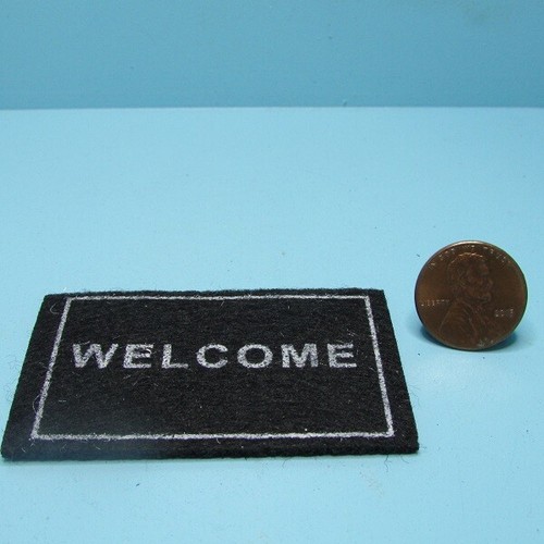 Dollhouse Miniature Welcome Door Mat Black with White Design FR57014 | eBay