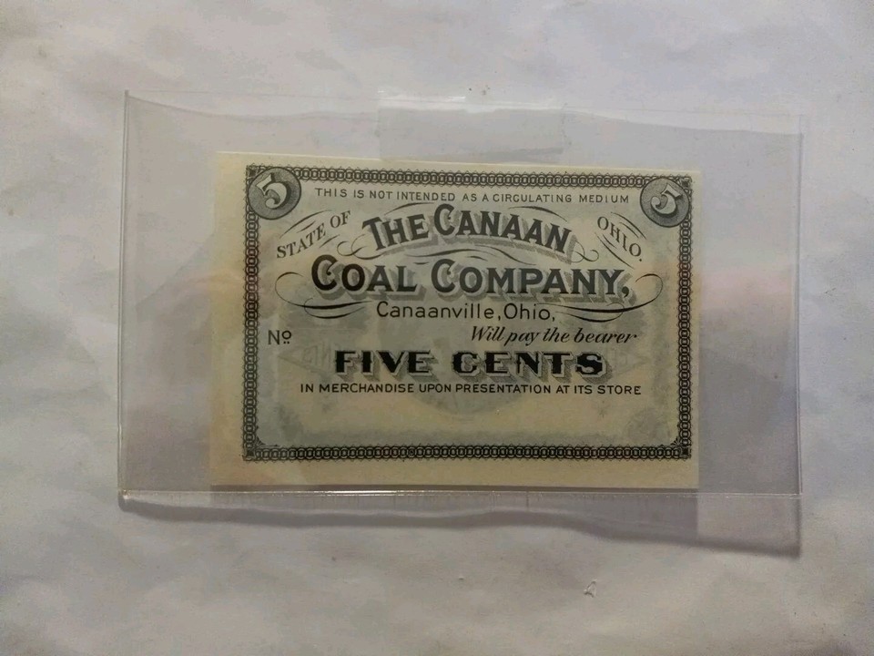RARE 1860's THE CANAAN COAL COMPANY UNISSUED COAL SCRIPT 5 CENTS "NICE ...