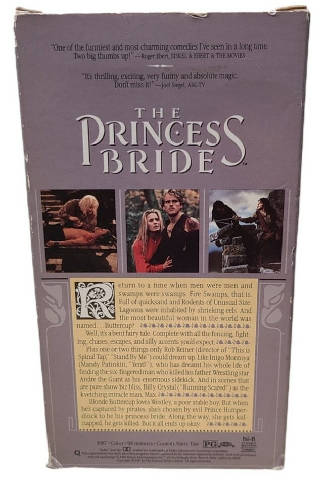 The Princess Bride VHS FIRST PRINT Cary Elwes Andre The Giant Barcode ...