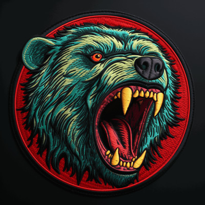 Grizzly Bear Patch Embroidered Iron-on Applique Zombie Animal Mutated ...