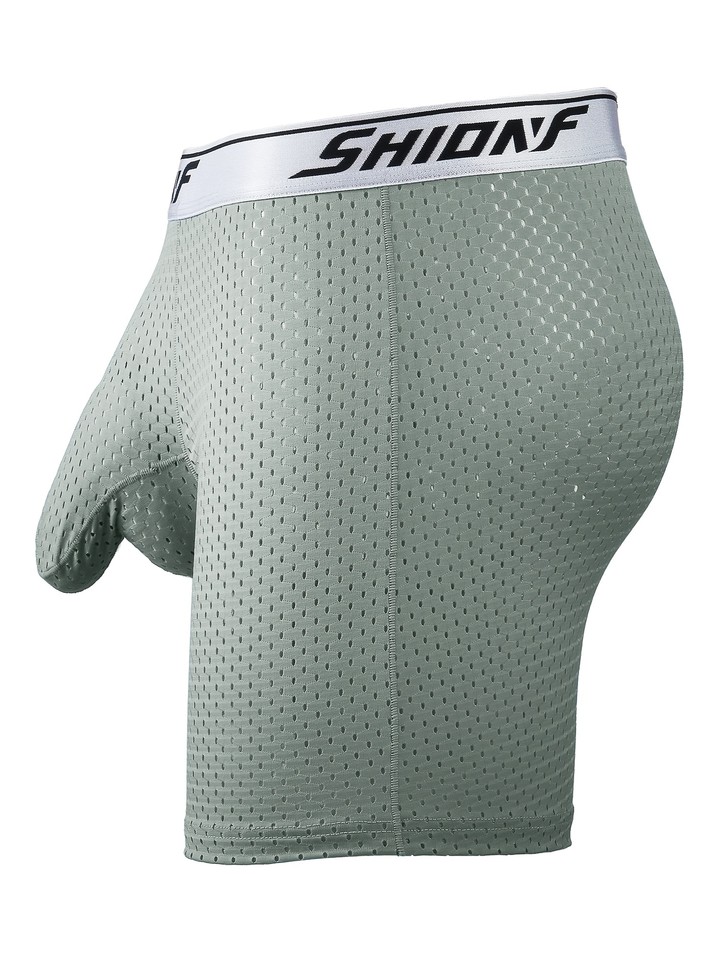 Men's Mesh Breathable Boxer Briefs Long Boxer Elephant Nose Underwear ...