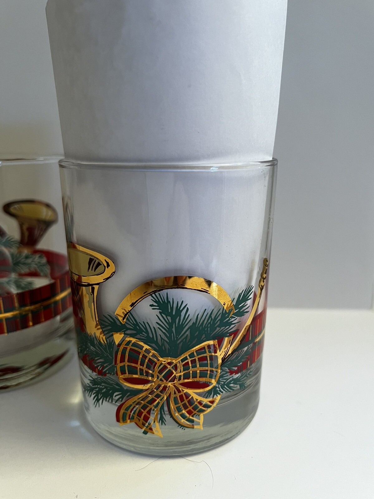 Pair of Vintage Christmas Holiday Trumpet Yule Horn Cocktail Rocks ...