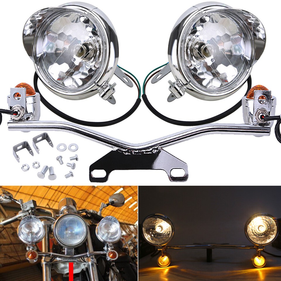 Fog Passing Light Bar w/ Turn Signal Lamp For Harley Road King Softail ...