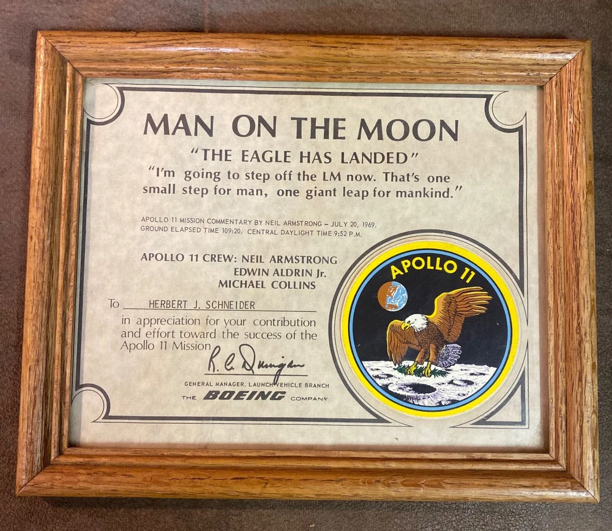 Moon Landing Apollo 11 Plaque