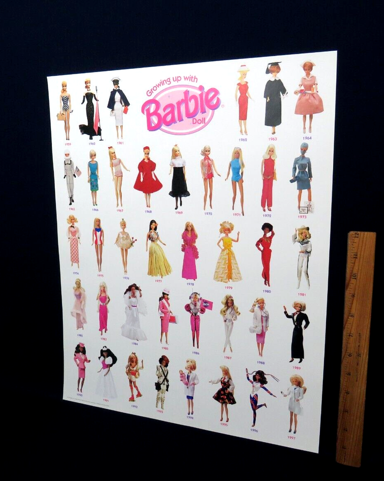 NEW VTG MATTEL GROWING UP WITH BARBIE DOLL "1959-1997" 16 X 20 WALL ART ...