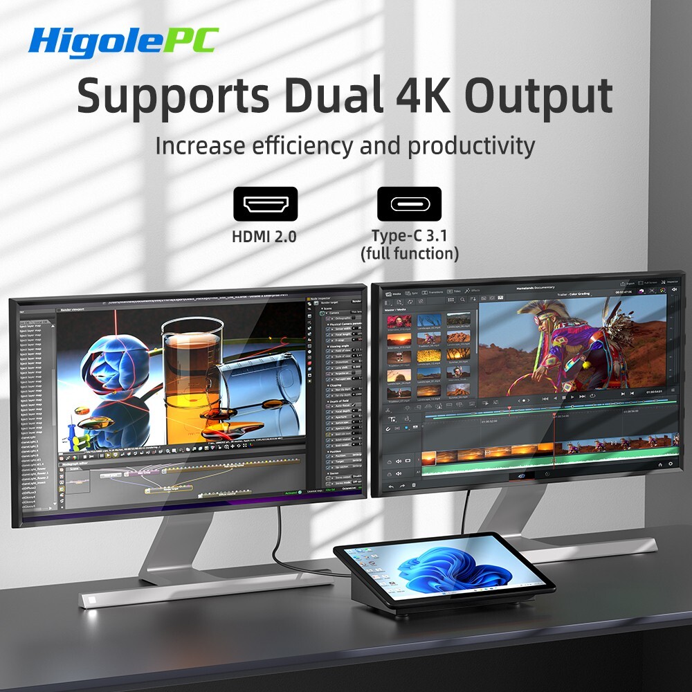 Higole 10.1'' F10 Mini PC Intel N5095 Windows 11 WiFi5 8G 128G Desktop ...