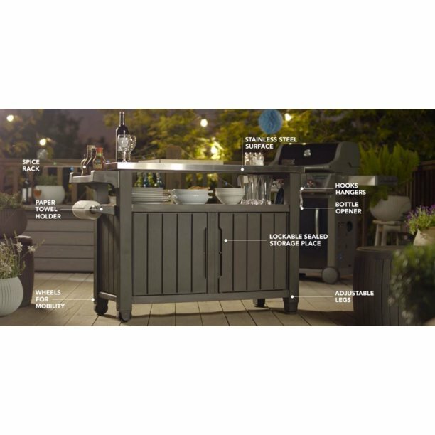 Keter Unity XL Portable Outdoor Table and Storage Cabinet with ...