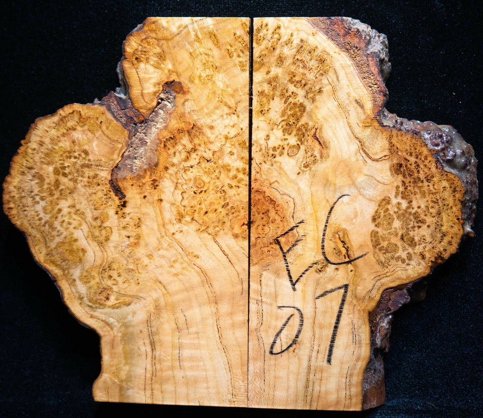 Eastern Cherry Burl #07 Knife Scales 5.4"x 1.3-3.4"x 3/8" note defects ...