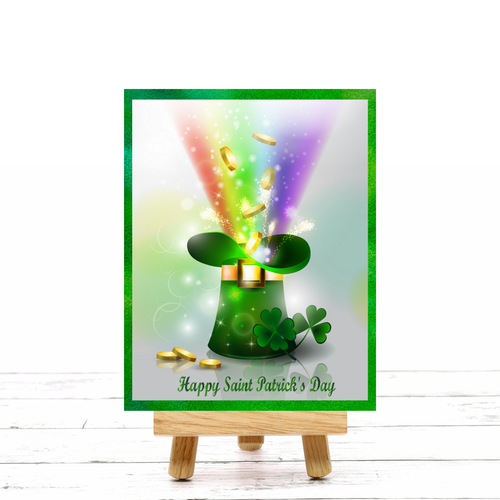 Glittering Happy St Patricks Day Leprechaun Hat with Rainbow Sign or ...