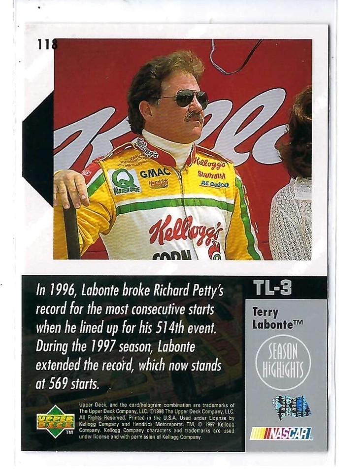 1998 Upper Deck Victory Circle Terry Labonte | eBay