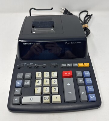 Sharp EL-2196BL 12-Digit Black Desk 2-Color Printing Calculator TESTED ...