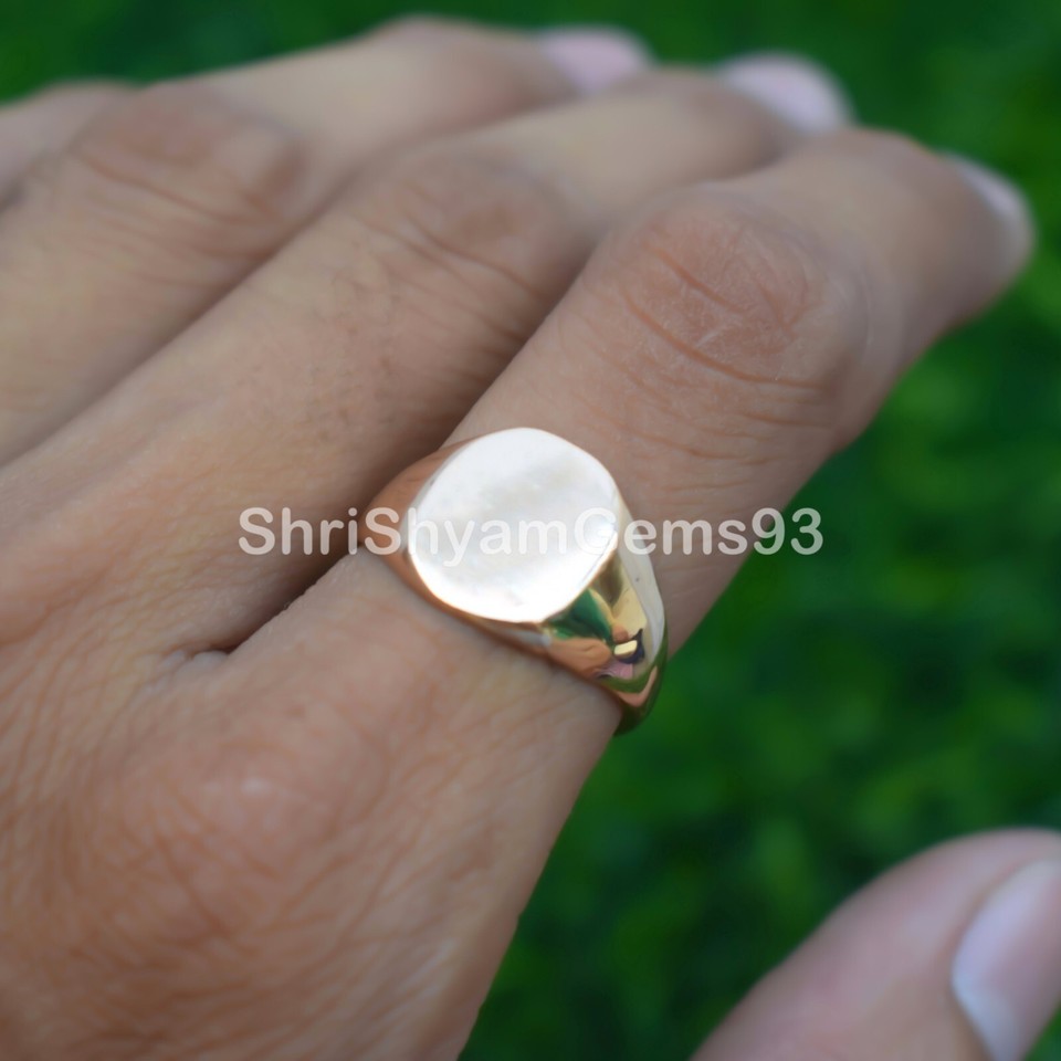 Pure Solid Copper Oval Plain Men Unisex Band Pinky Signet Ring Cast ...