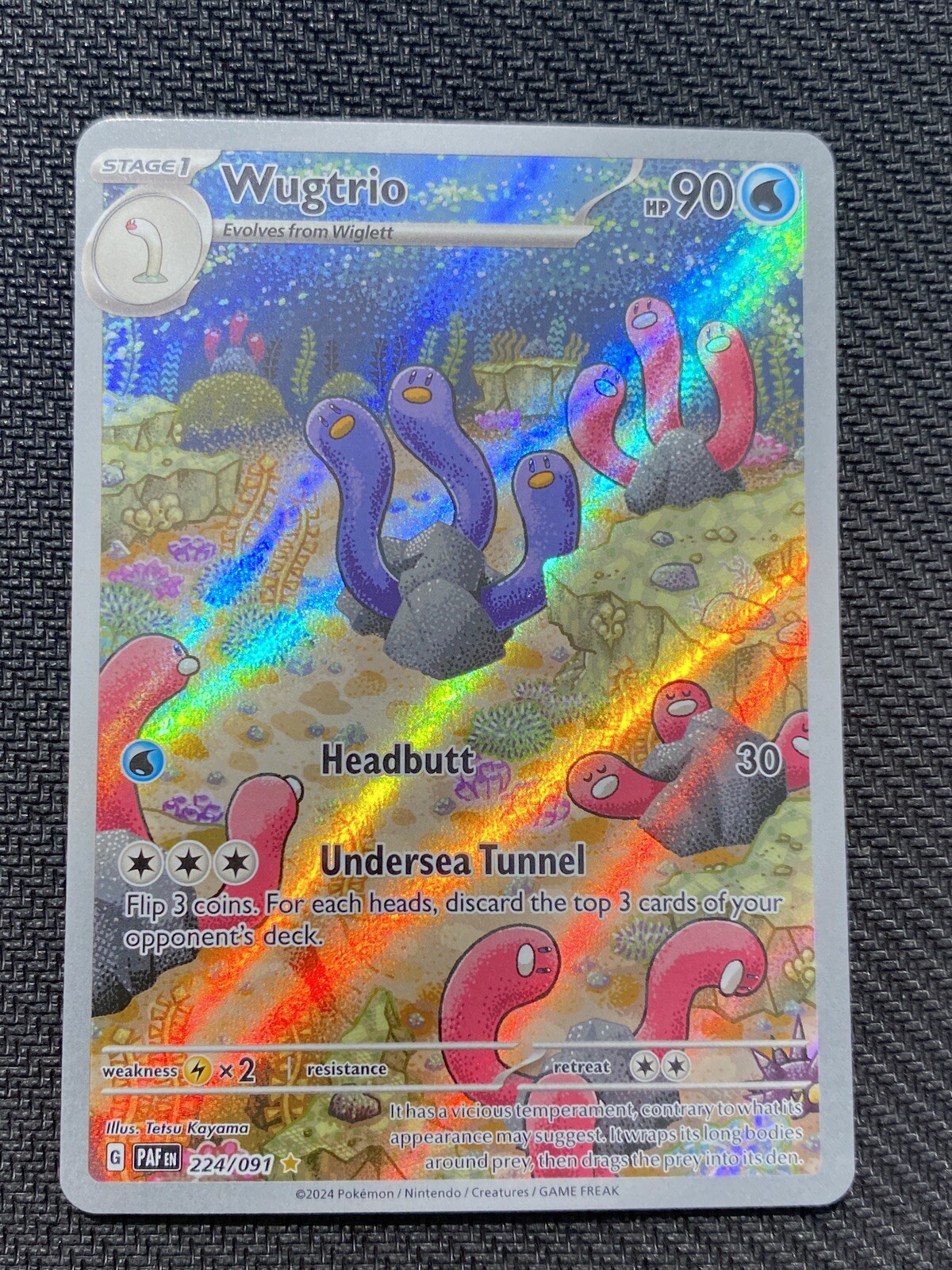 Wugtrio 224/091 Paldean Fates Illustration Rare Pokemon Card NEAR MIN ...