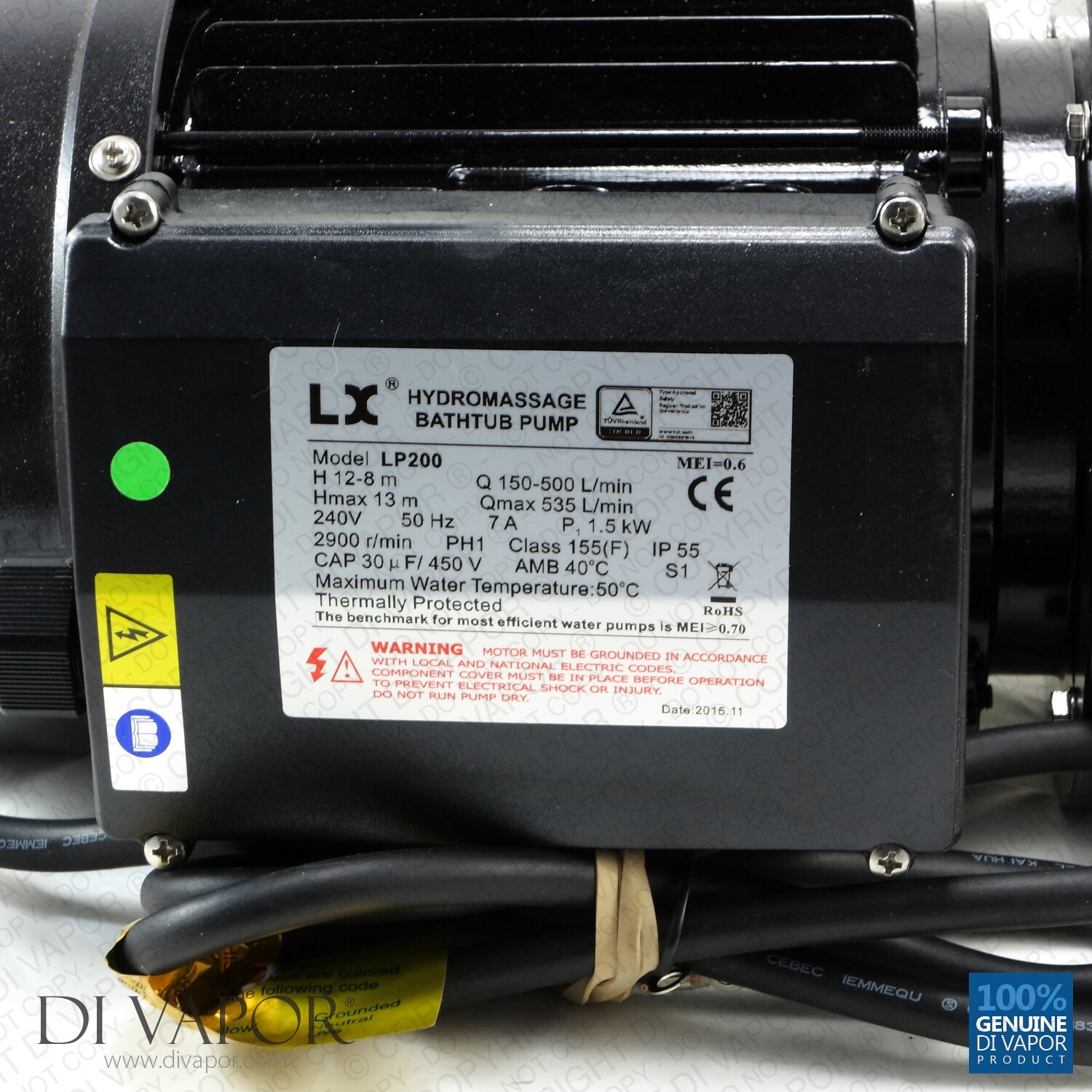 LX LP200 Pump 2hp - 220V/50Hz - 7.0 Amps Tub 2 Spa Lx Water 220v/50hz ...