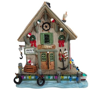 Lemax Jacks Fishing Shack Plymouth Corners Christmas Village Lighted ...