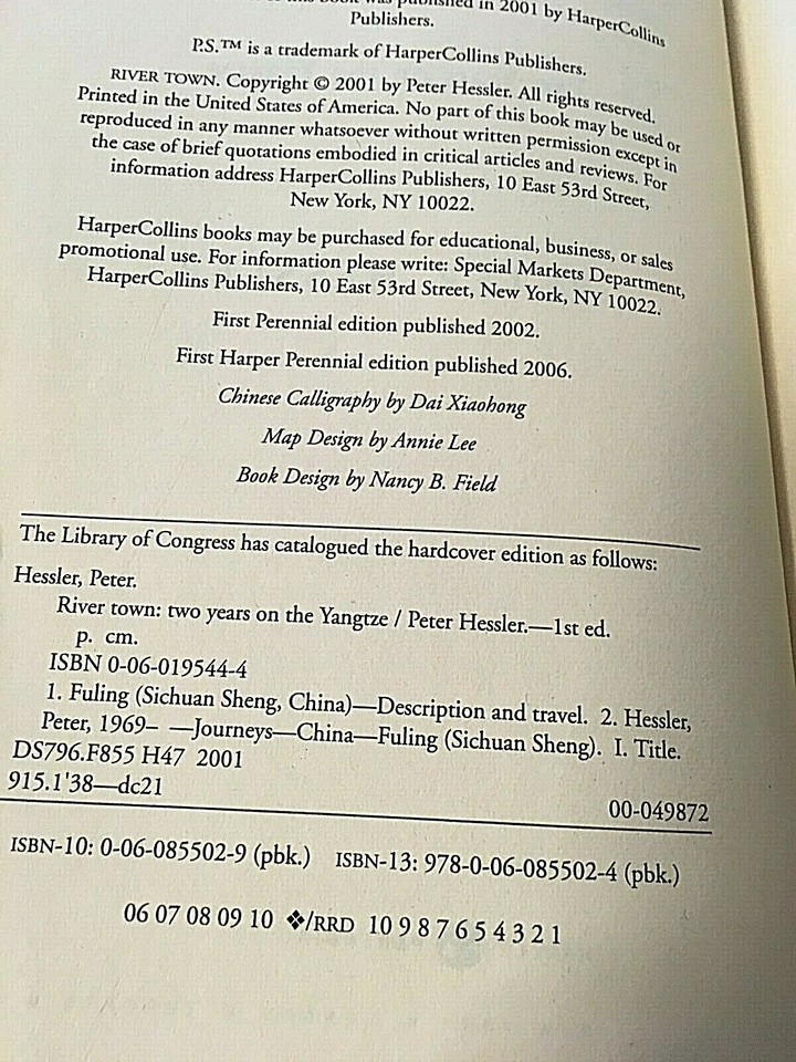 1ST PRINT/ED River Town PB Book Peter Hessler Two Years On Yangtze ...