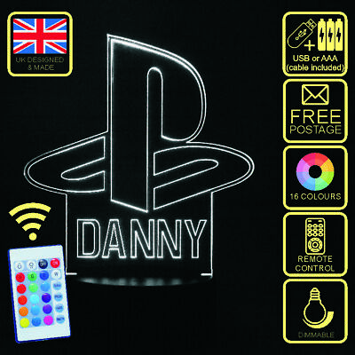 Personalised Playstation 5 PS4 PS5 Logo 3D Illusion LED Colour Changing ...
