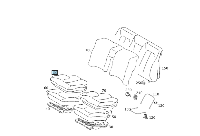 Brand New Rear Right Seat Leather Cushion AMG Mercedes C215 ...