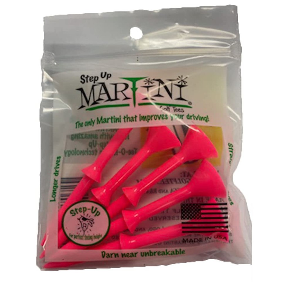 Martini Step Up Golf Tees Pink 5 Pack Durable Longer Lasting Polymer ...