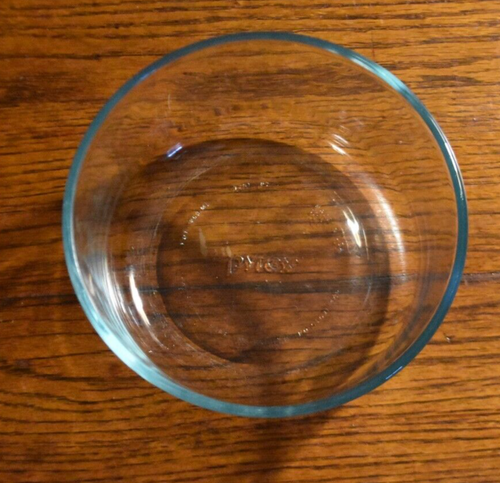 PYREX #7201 1-Quart 5 7/8" Storage Container Bowl Clear w/ Light Blue ...